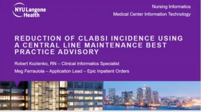 Making CLABSI Prevention Visible - American Nursing Informatics Association